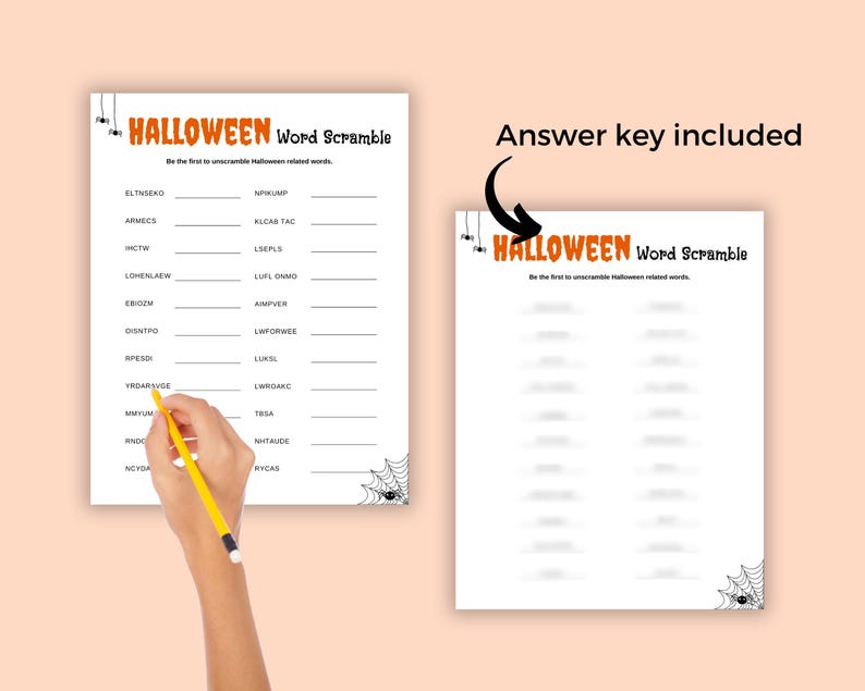 Halloween Word Scramble Game, Halloween Game Night, Halloween Printable ...