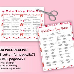 Valentine's Day Trivia Game, Printable Valentine's Day Game, Valentine ...