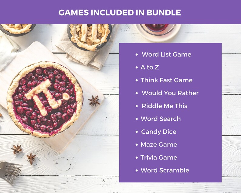 Pi Day Game Day Bundle, Printable Pi Day Activity Bundle, Pi Day Party ...