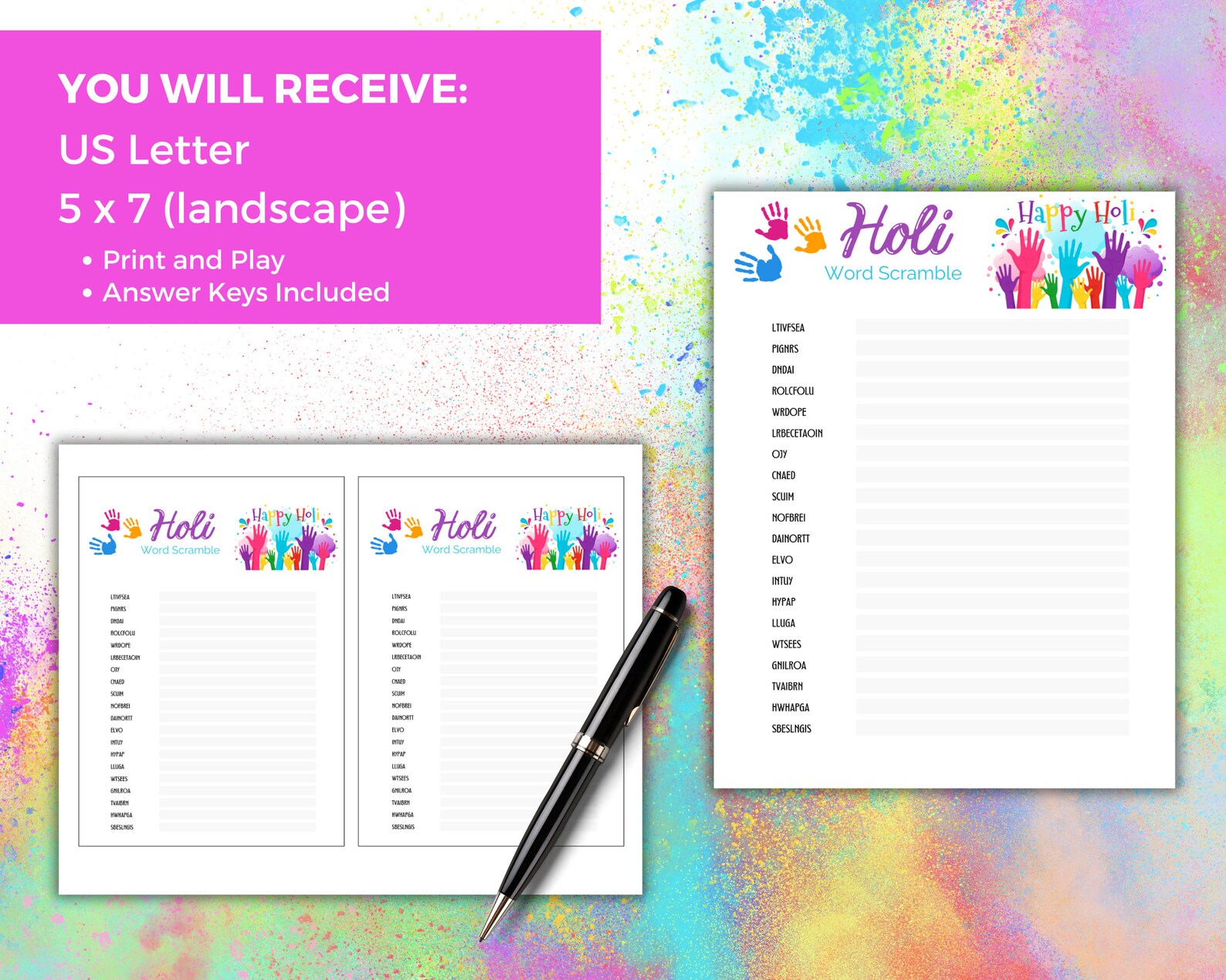 Holi Festival Games Bundle, Printable Holi Festival Activity Bundle ...