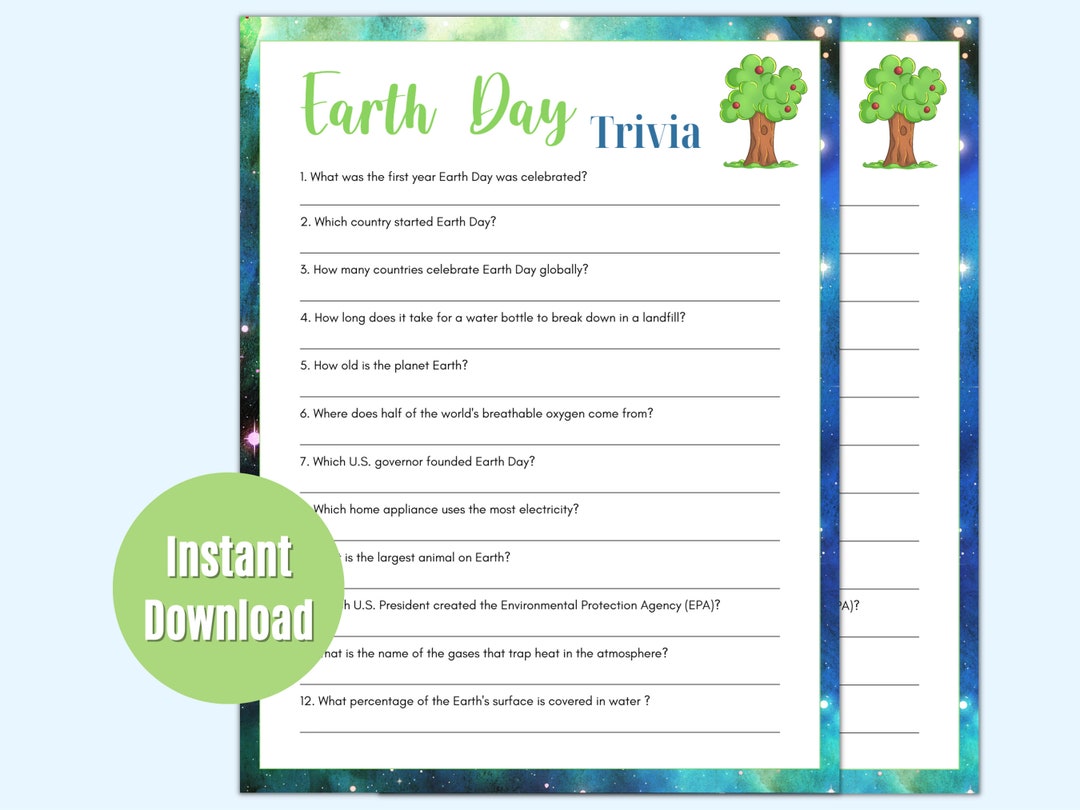 Earth Day Trivia Game, Printable Earth Day Trivia Game for Kids ...