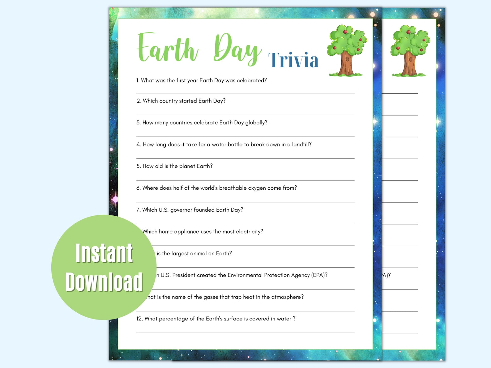 Earth Day Trivia Game, Printable Earth Day Trivia Game for Kids ...