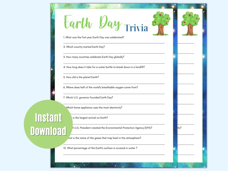 Earth Day Trivia Game, Printable Earth Day Trivia Game for Kids ...