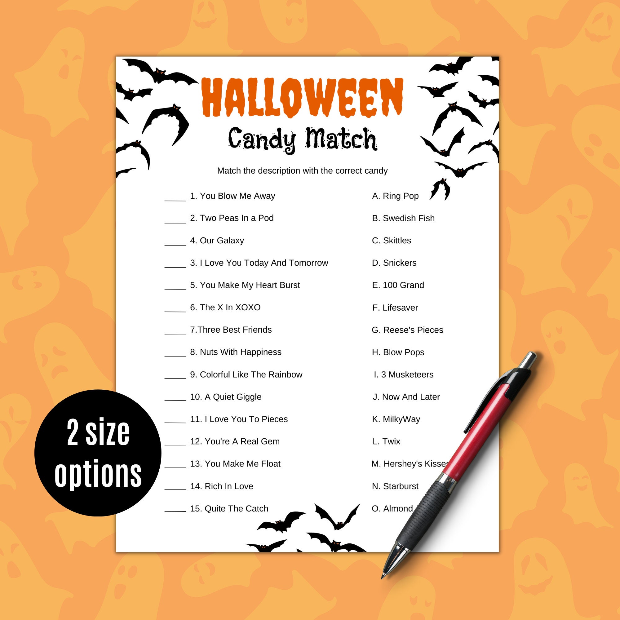 Halloween Candy Match up Game, Halloween Candy Printable Game ...