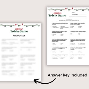 Christmas Trivia Game, Printable Trivia Game, Christmas Party Game ...