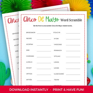 Cinco De Mayo Word Scramble Game, Printable Cinco De Mayo Activity ...