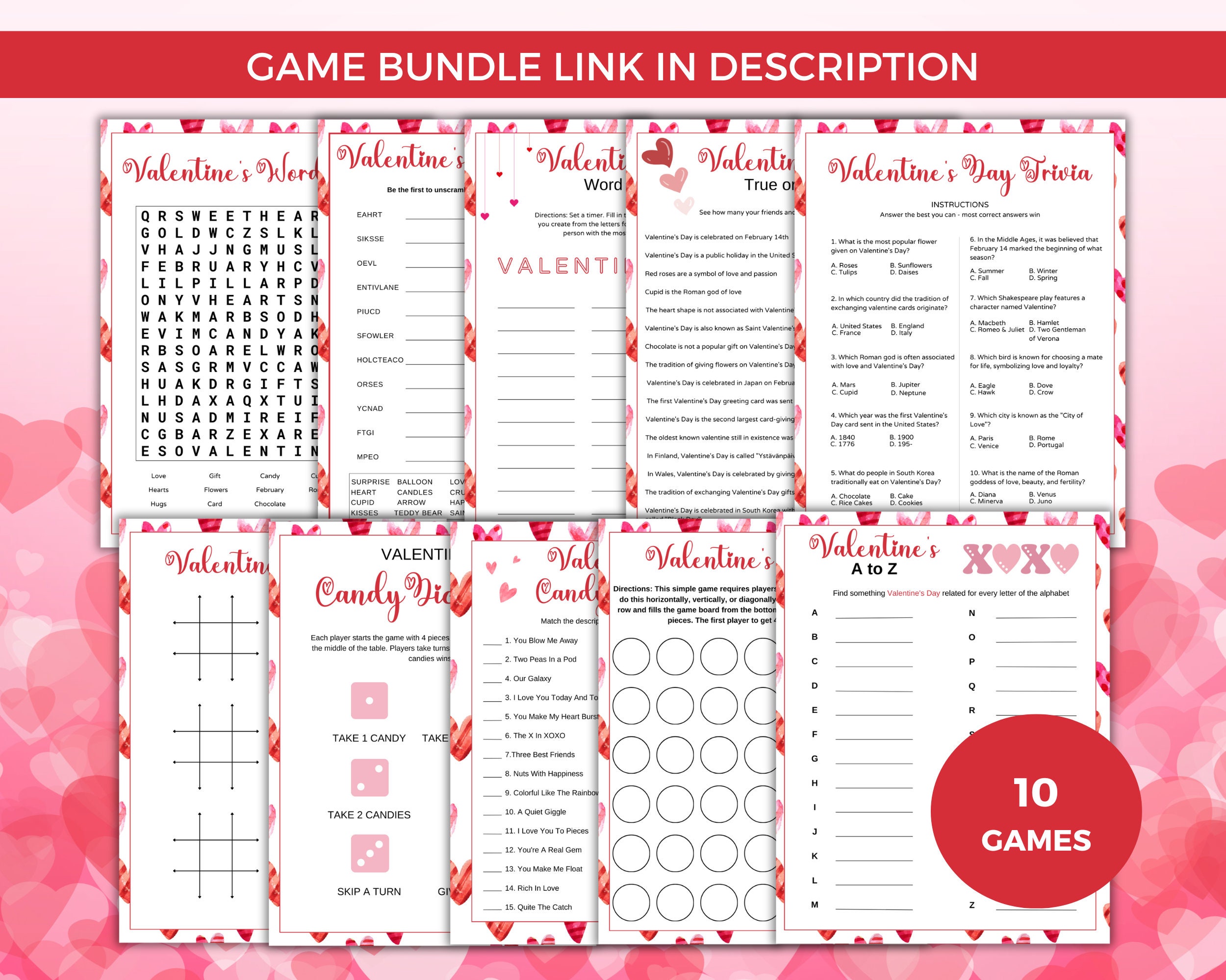 Valentine's Day Candy Match Game, Printable Valentine's Day Game ...