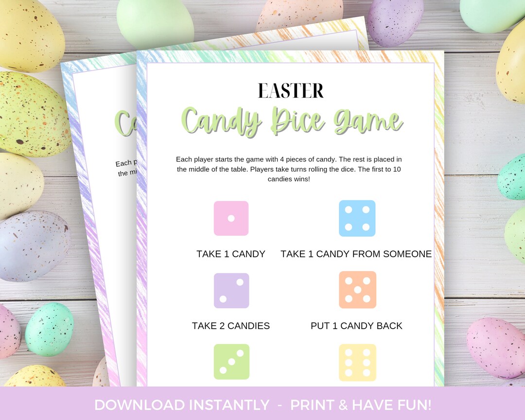 Easter Candy Dice Game, Printable Easter Candy Dice Activity, Easter ...
