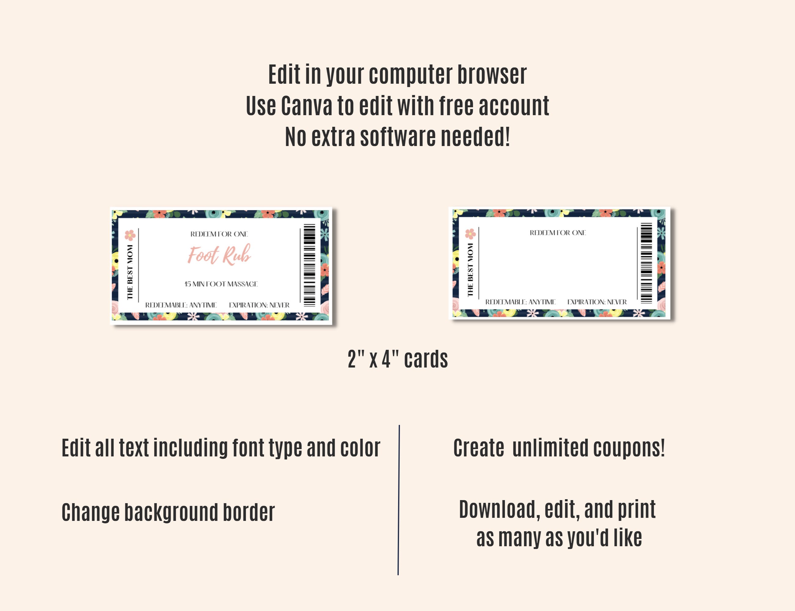 Editable Mother's Day Coupon Book Template, Printable Mom Coupons ...