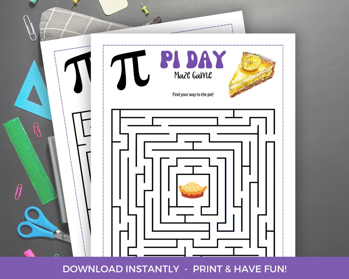 Pi Day Maze Game, Printable Pi Day Maze Activity, Pi Day Party, Pi Day ...