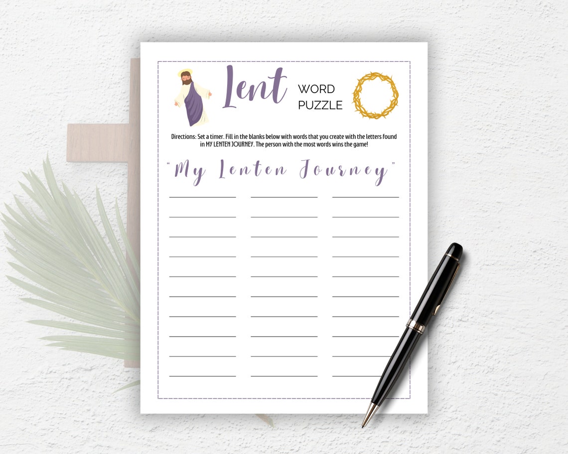 Lent Word Puzzle Game, Printable Lenten Activity, Lent Party Game ...