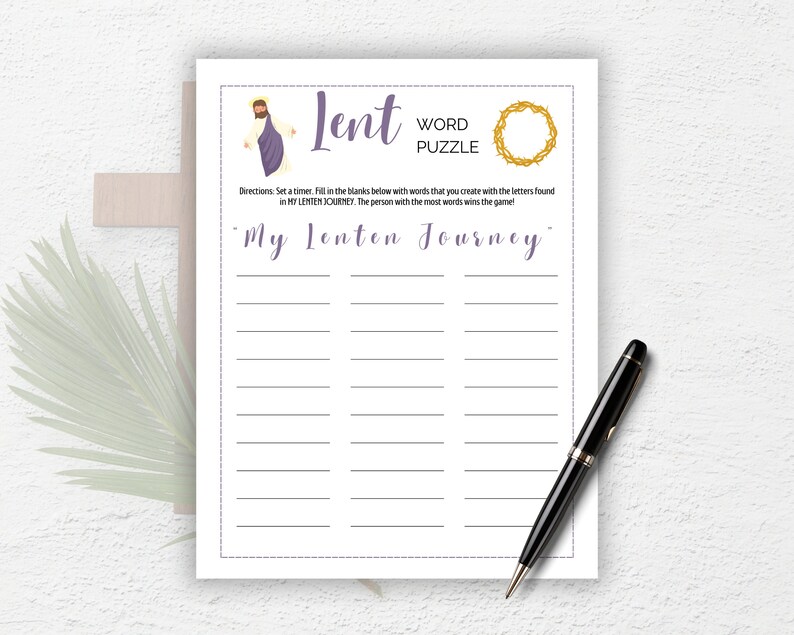 Lent Word Puzzle Game, Printable Lenten Activity, Lent Party Game ...