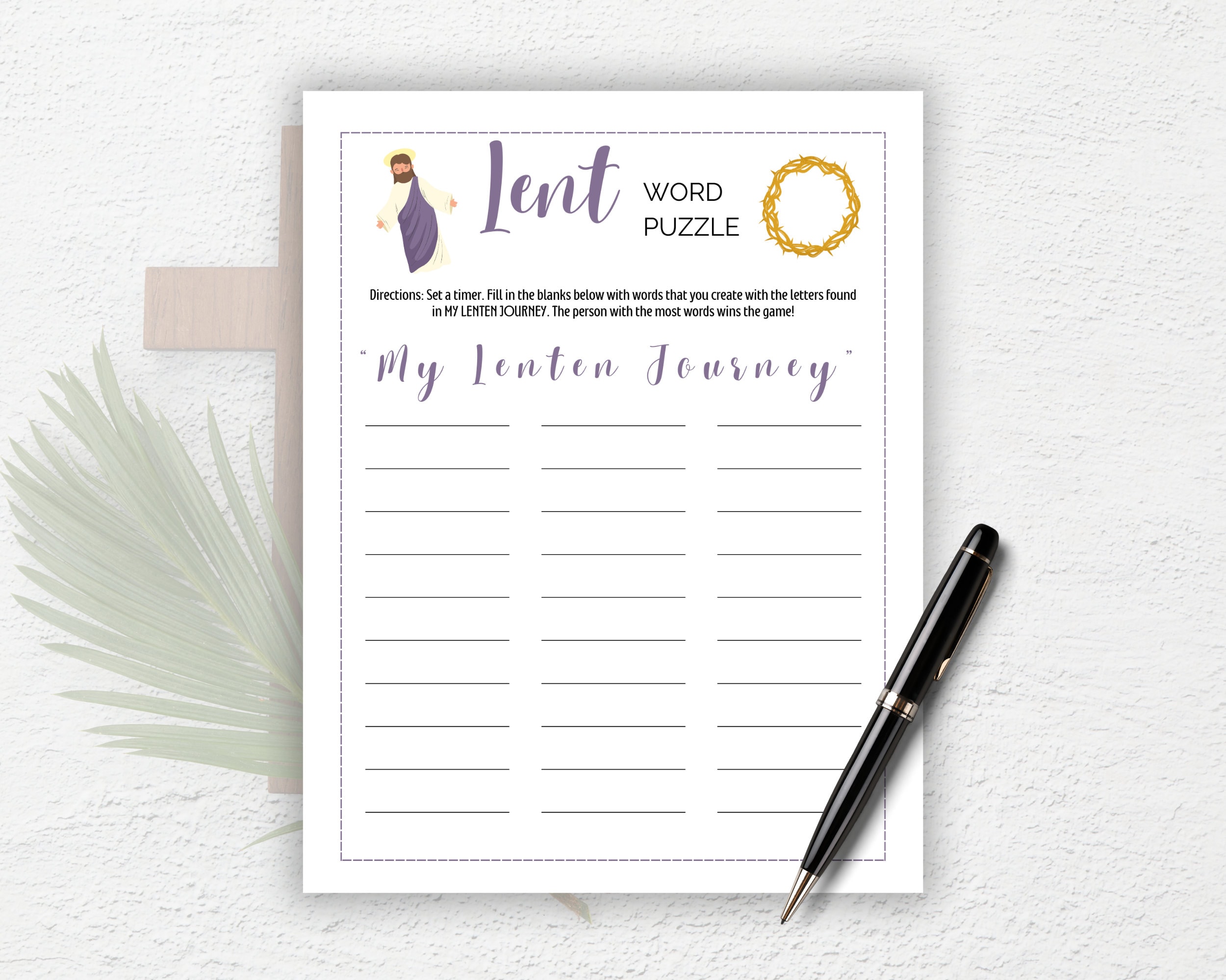 Lent Word Puzzle Game, Printable Lenten Activity, Lent Party Game ...
