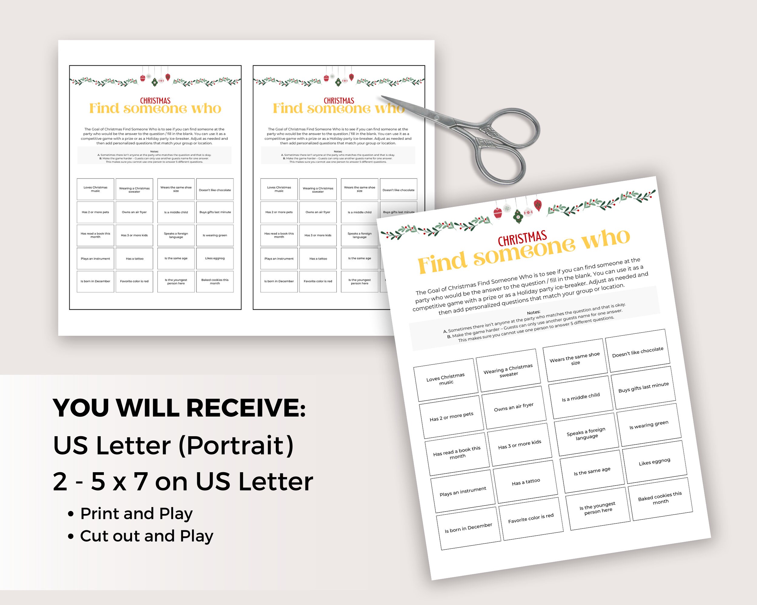 Christmas Find Someone Who Game, Printable Find Someone Who Game ...