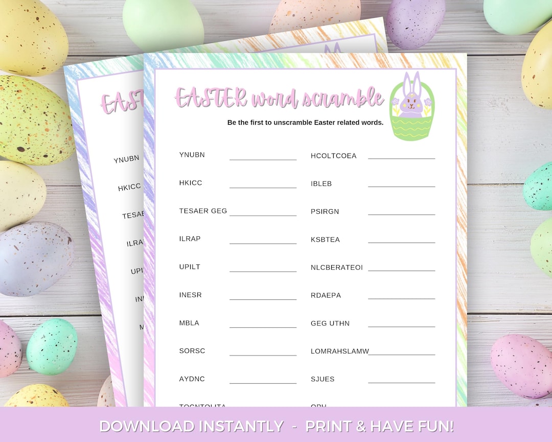 Easter Word Scramble Game, Printable Easter Word Scramble Activity ...