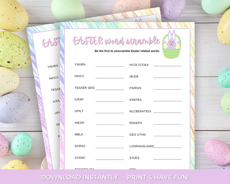 Easter Word Scramble Game, Printable Easter Word Scramble Activity ...