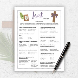Lent Trivia Game, Printable Lenten Activity, Lent Party Game, Easter ...