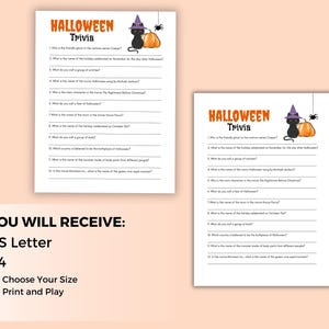 Halloween Trivia Game, Printable Quiz Game, Halloween Party Game ...