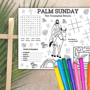 Palm Sunday Activity Placemat, Printable Palm Sunday Coloring Placemat ...