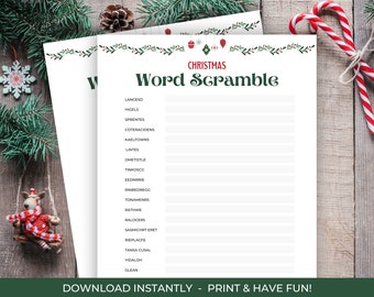 Christmas Word Scramble, Printable Holiday Game, Christmas Party Game ...