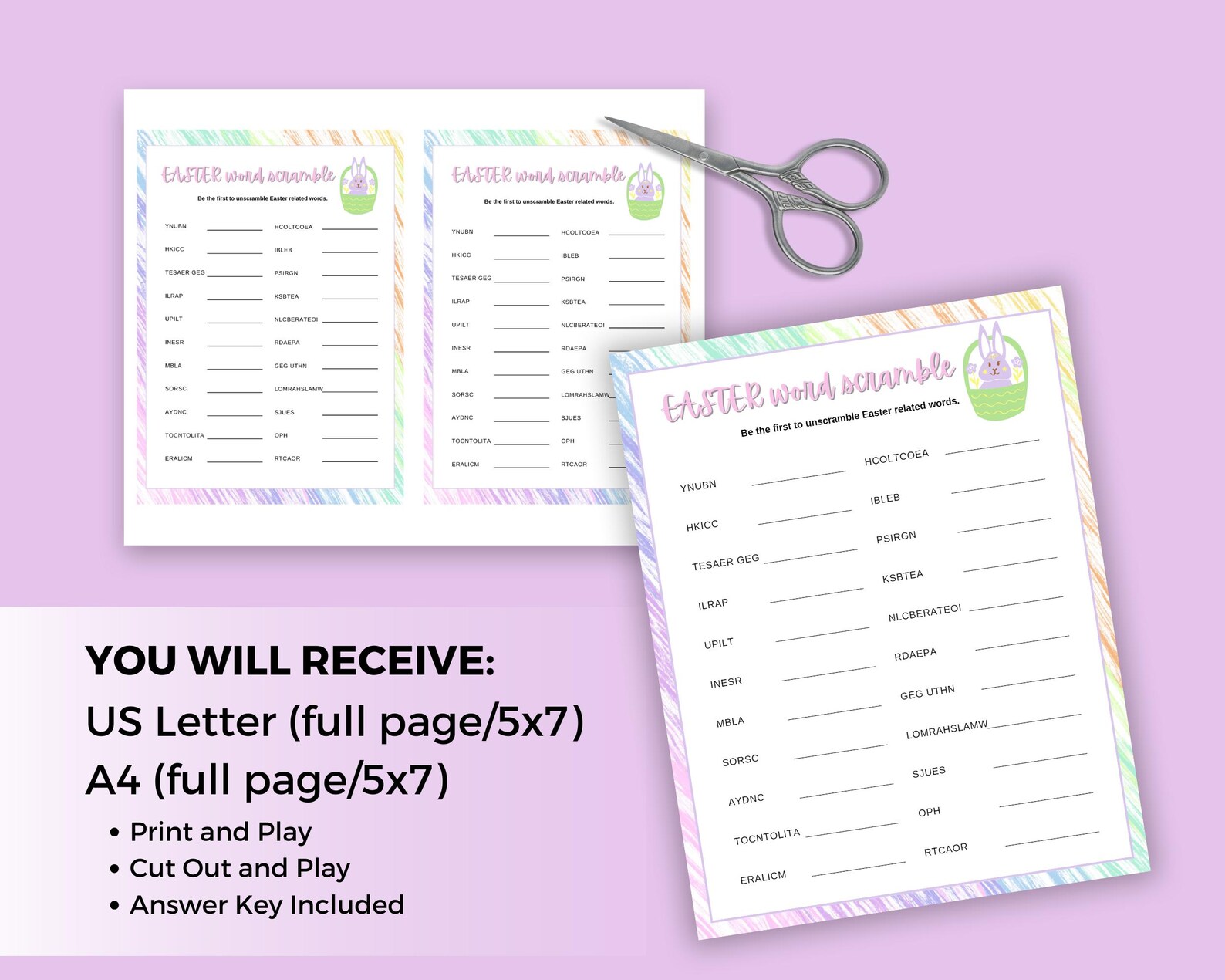 Easter Word Scramble Game, Printable Easter Word Scramble Activity ...