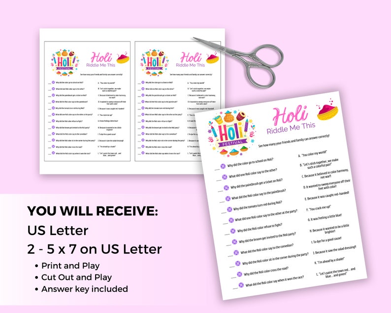 Holi Riddle Me This, Printable Festival of Color Riddle Me This ...