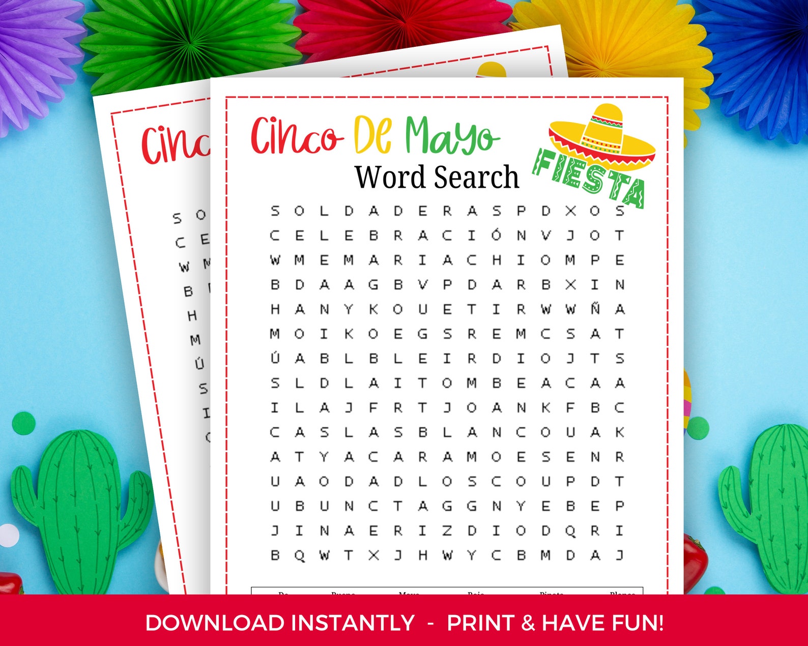 Cinco De Mayo Word Search Game, Printable Cinco De Mayo Activity, Cinco ...