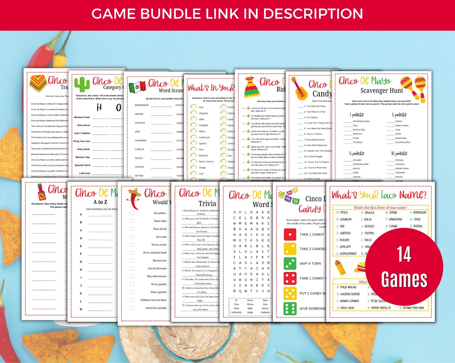 Cinco De Mayo Candy Match Game, Printable Cinco De Mayo Activity, Cinco ...