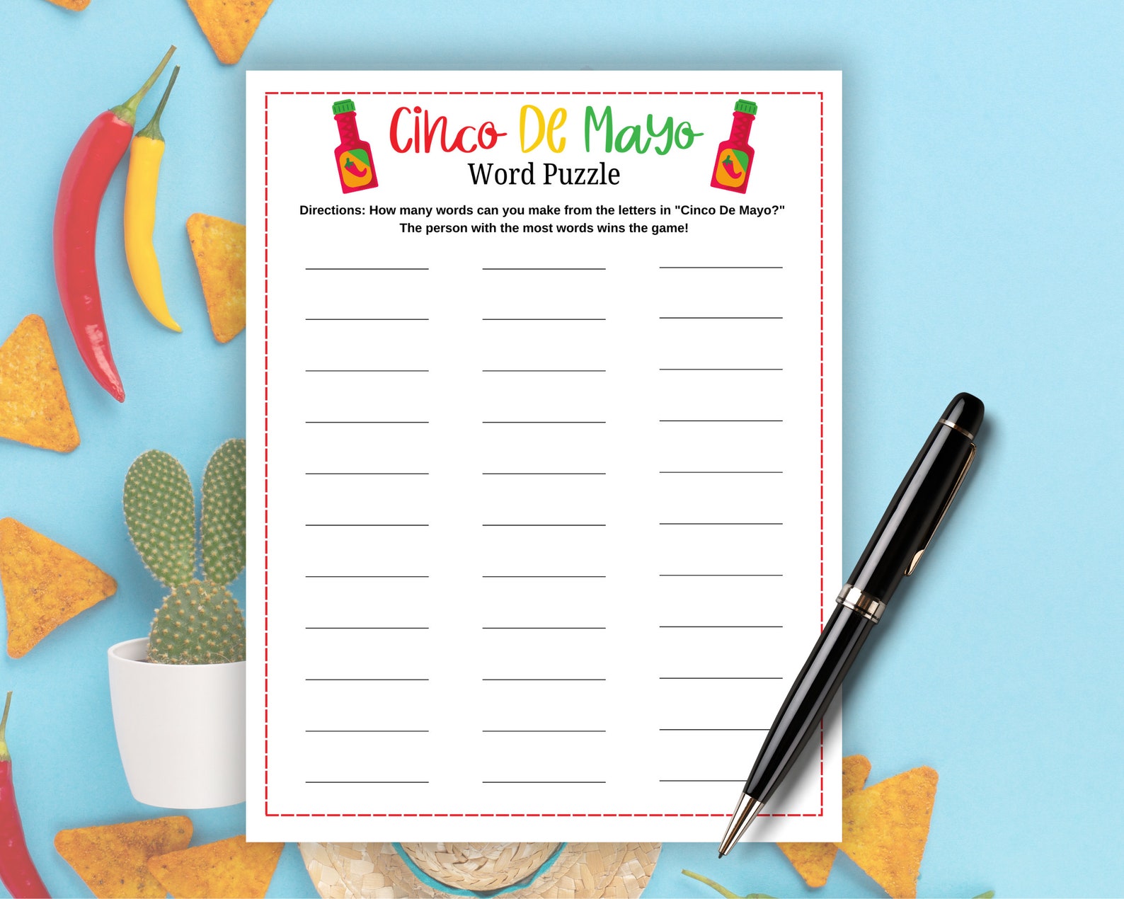 Cinco De Mayo Word Puzzle Game, Printable Cinco De Mayo Activity, Cinco ...