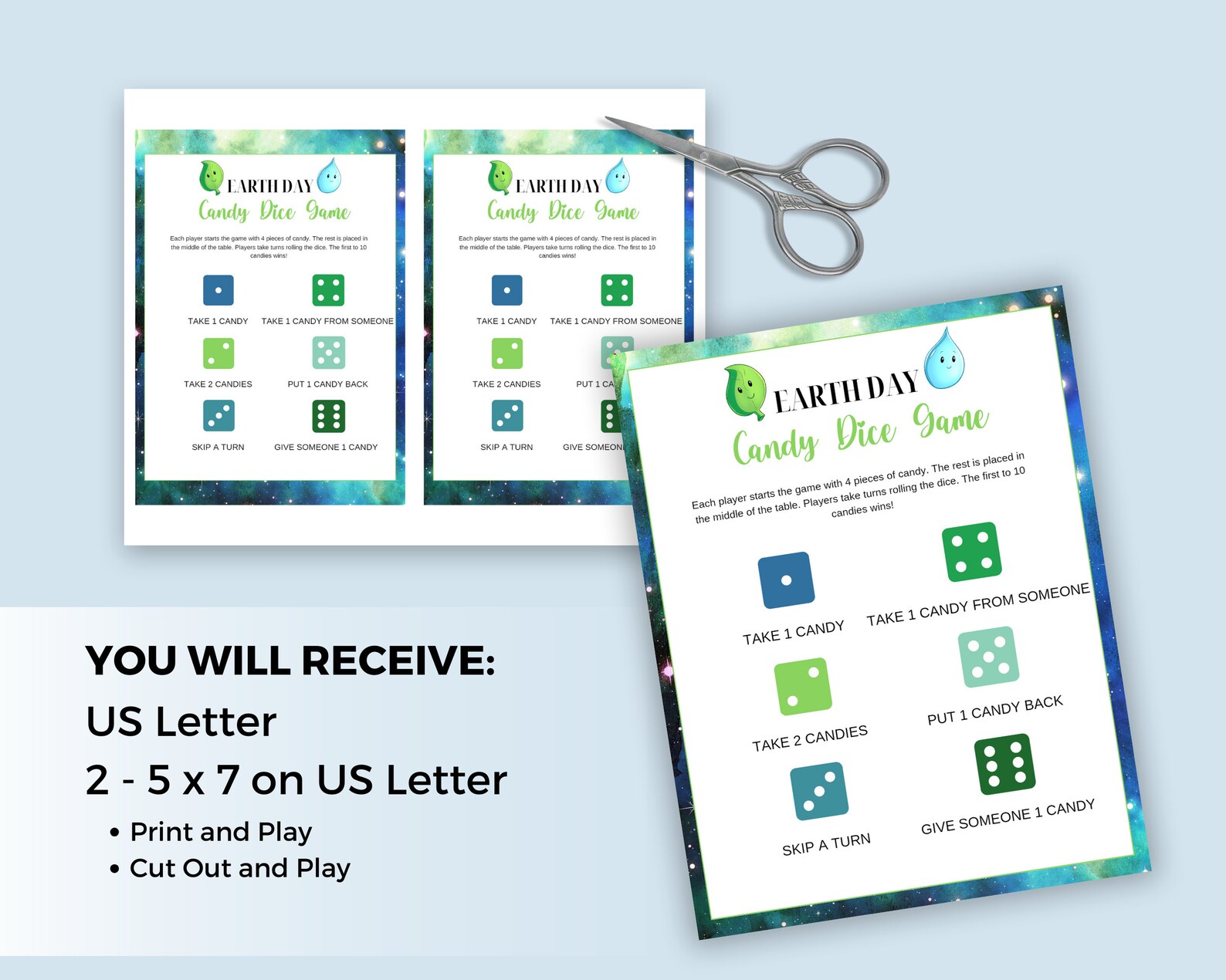 Earth Day Candy Dice Game, Printable Earth Day Candy Dice Activity ...