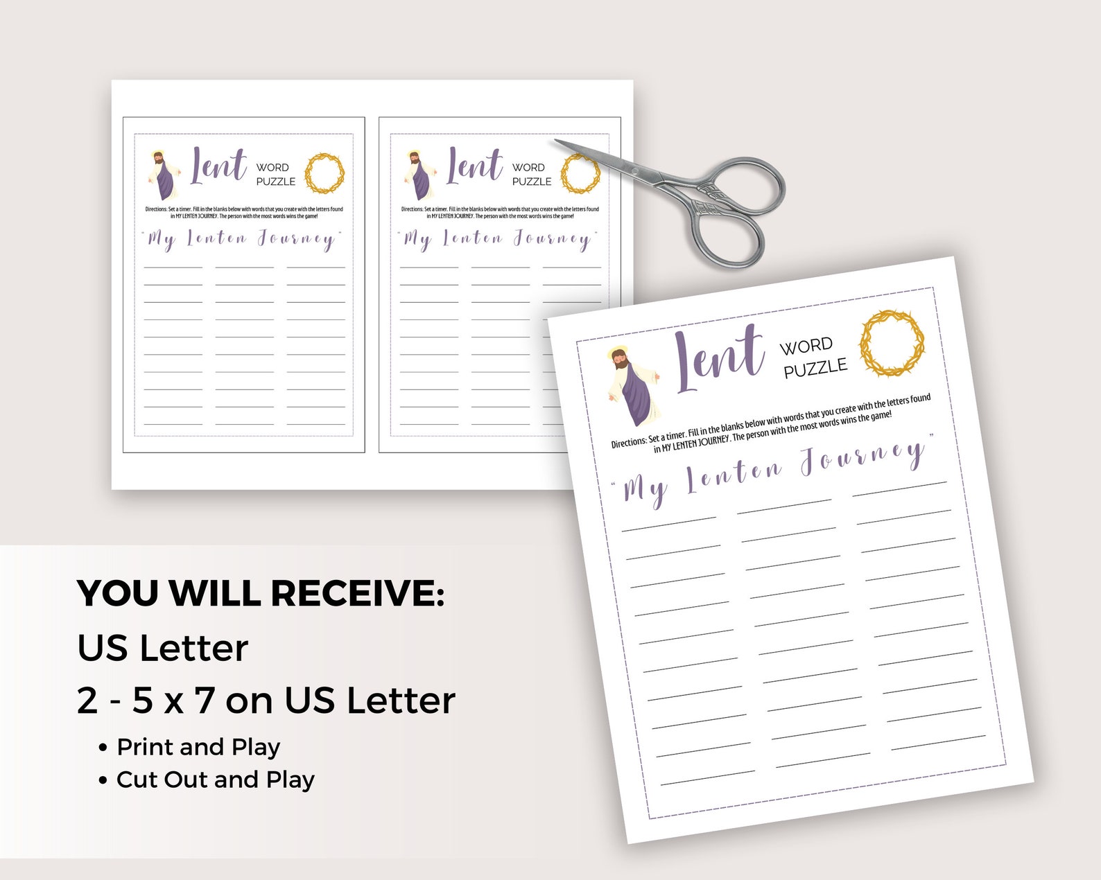 Lent Word Puzzle Game, Printable Lenten Activity, Lent Party Game ...