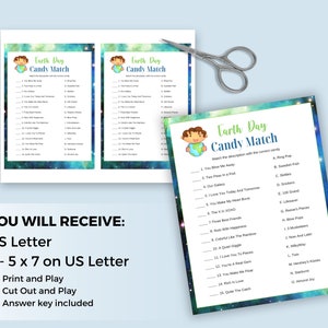 Earth Day Candy Match Game, Printable Earth Day Candy Match Activity ...