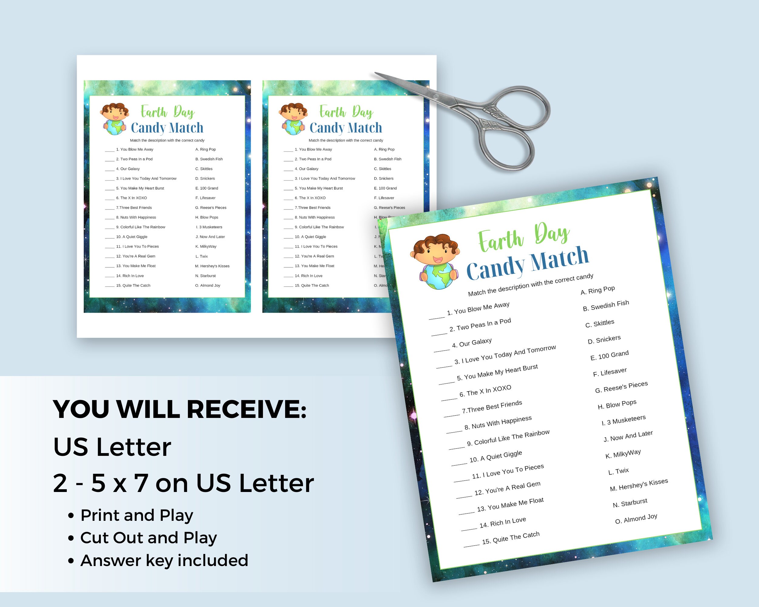 Earth Day Candy Match Game, Printable Earth Day Candy Match Activity ...