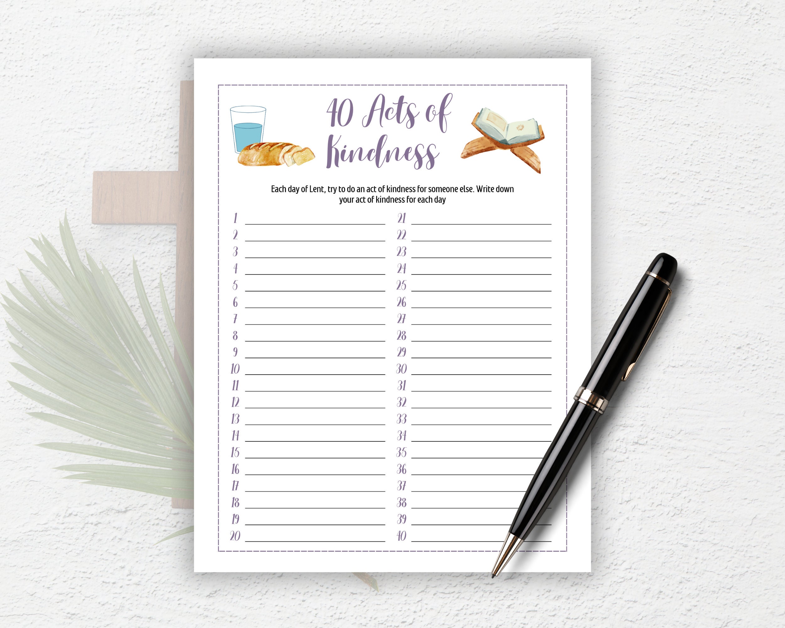 Lent 40 Acts of Kindness Tracker, Printable Lenten Acts of Kindness ...