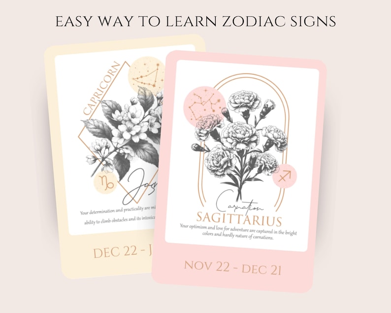 Zodiac Flashcards, 12 Printable Astrology Flashcards, Zodiac Cards ...