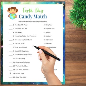 Earth Day Candy Match Game, Printable Earth Day Candy Match Game for ...