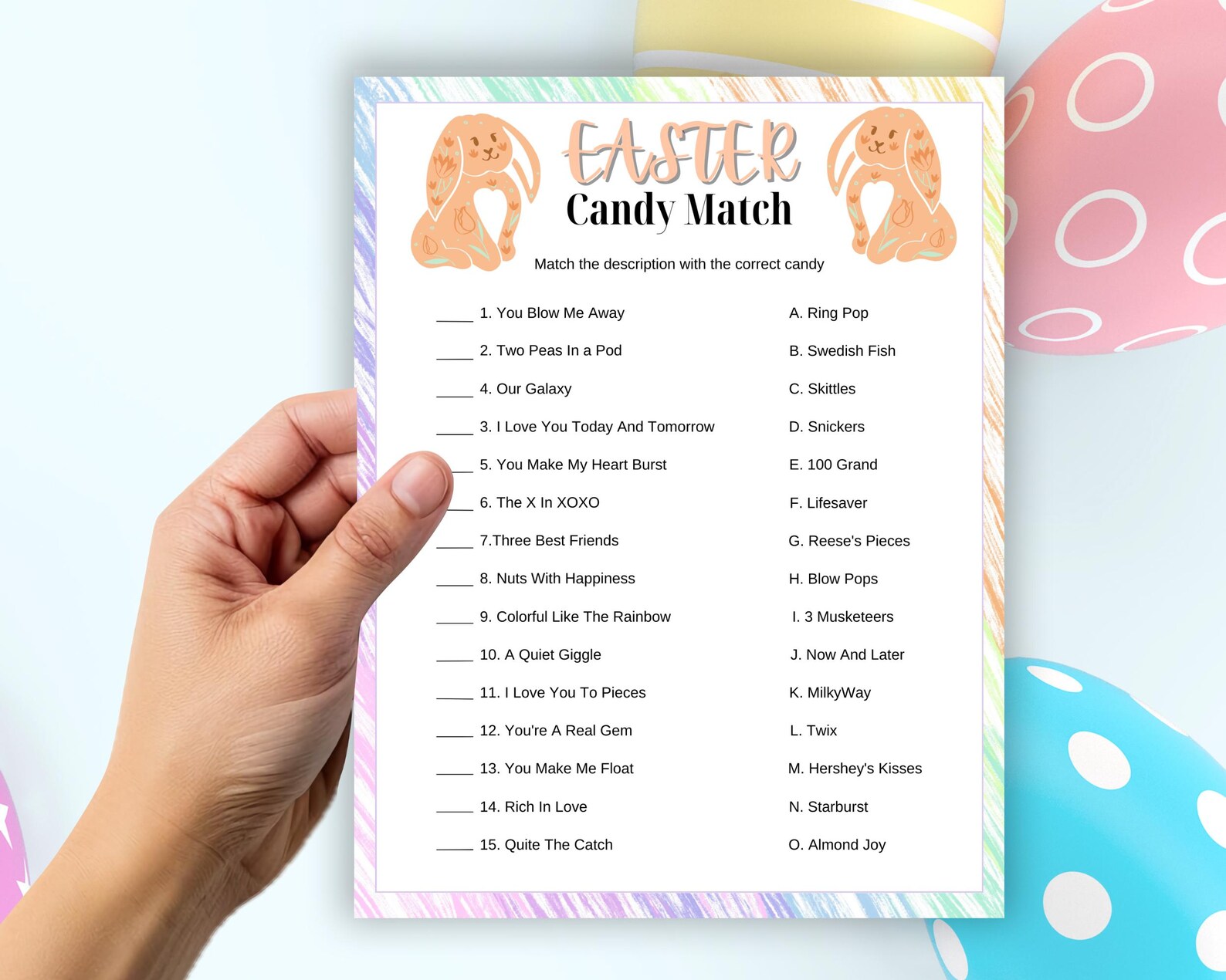 Easter Candy Match Game, Printable Easter Candy Match Activity, Easter ...