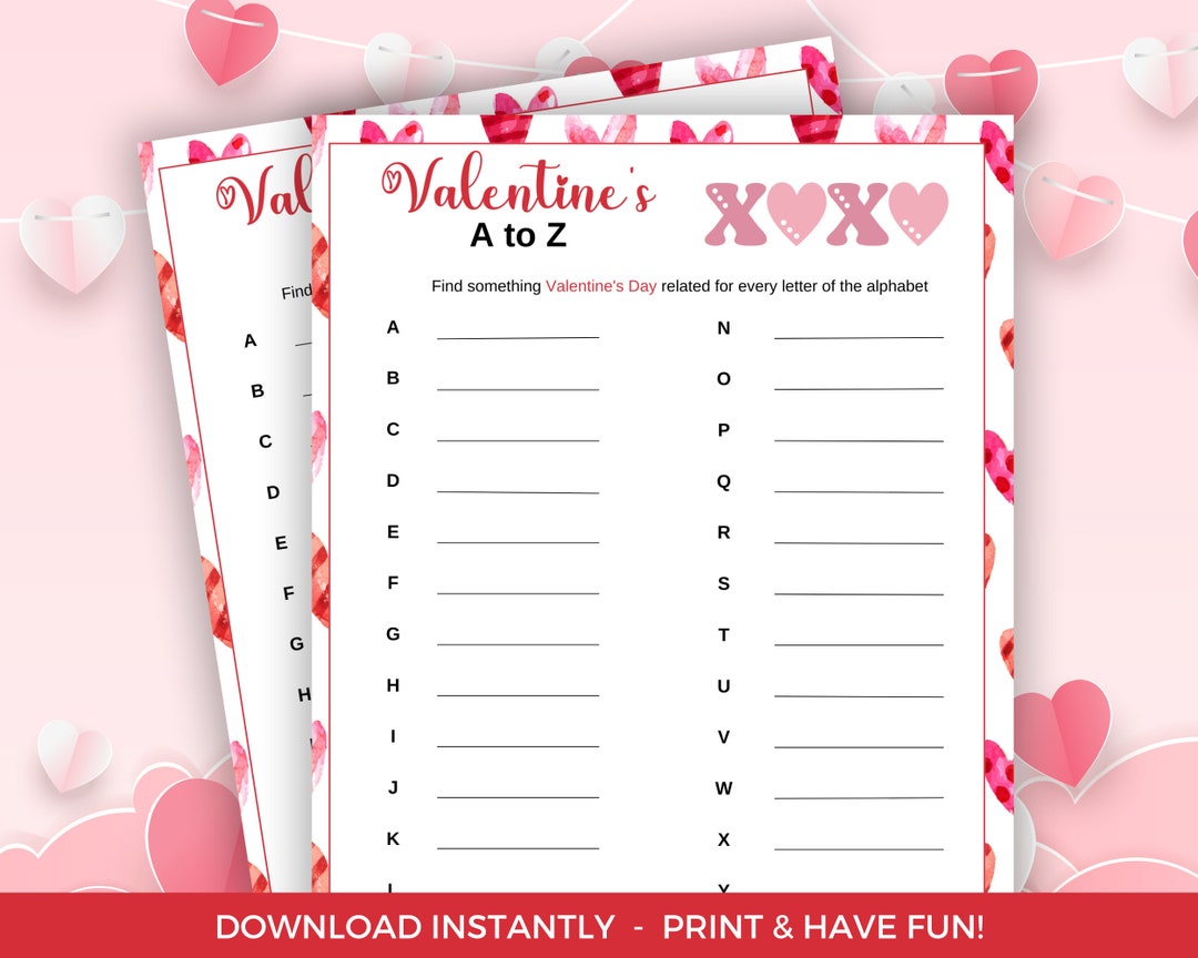 Valentine's Day Word Search Game, Printable Valentine's Day Game ...