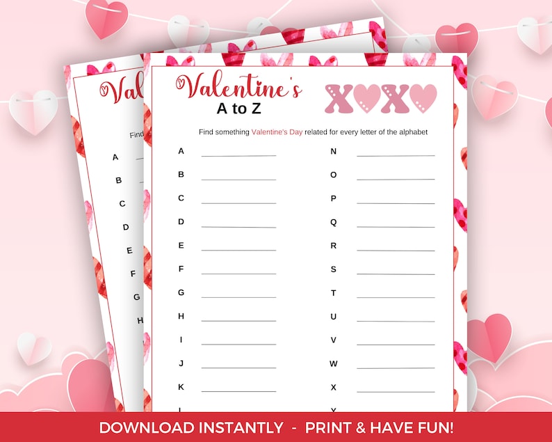Valentine's Day Word Search Game, Printable Valentine's Day Game ...