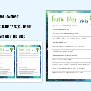 Earth Day Trivia Game, Printable Earth Day Trivia Game for Kids ...