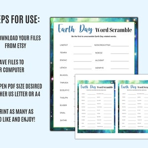 Earth Day Word Scramble Game, Printable Earth Day Word Scramble for ...