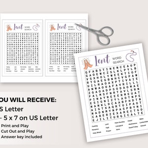 Lent Word Search Game, Printable Lenten Activity, Lent Party Game ...