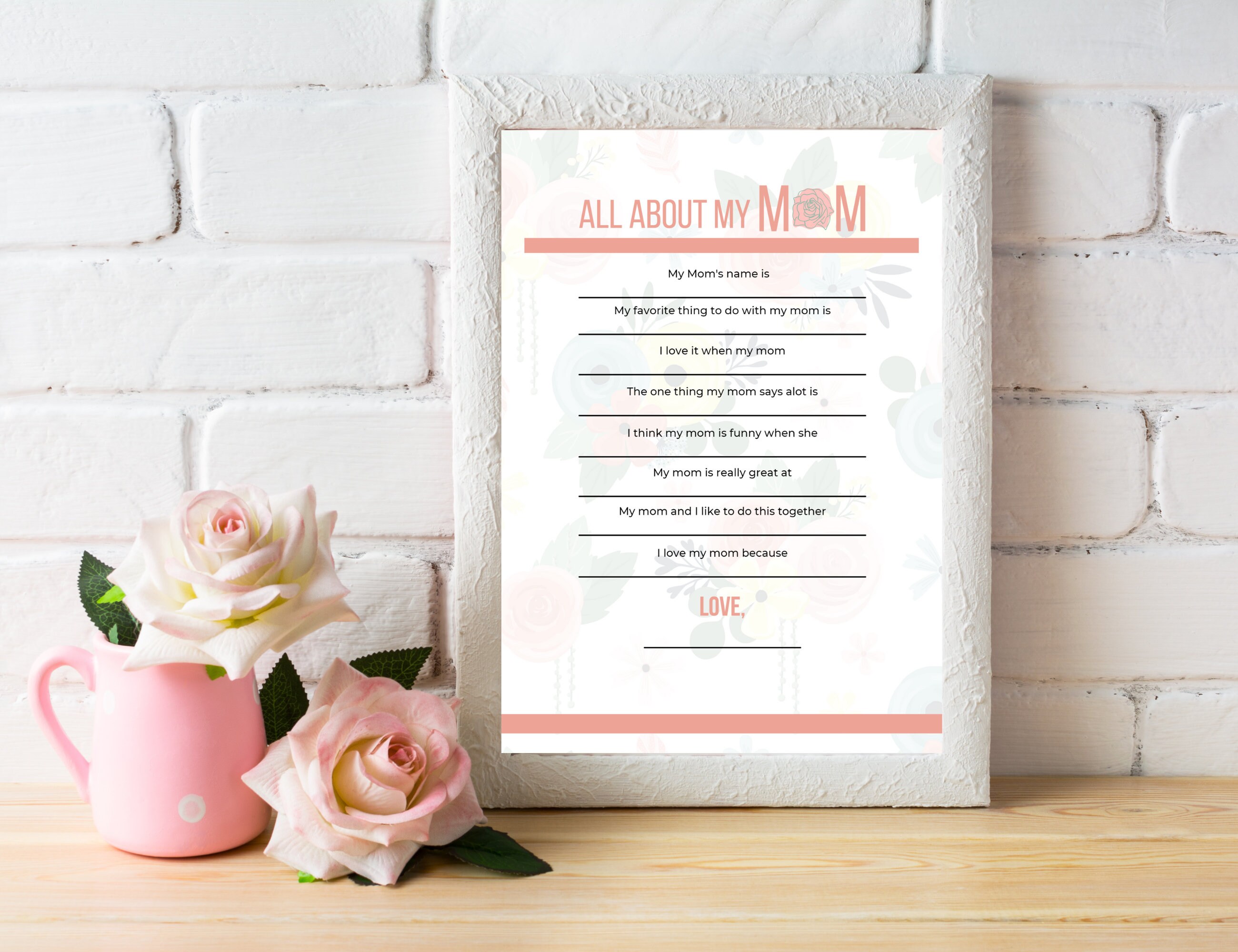 Personalized Mother's Day Questionnaire, Mother's Day Gift for Mom ...