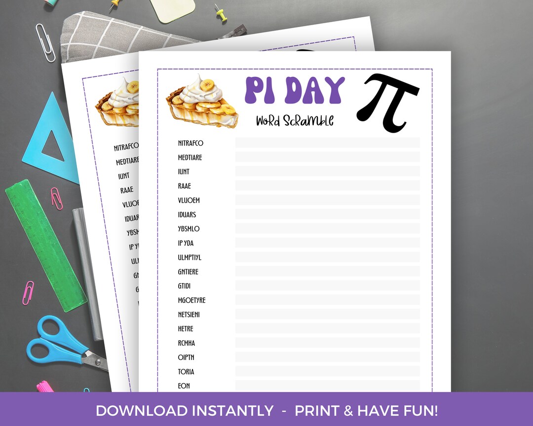 Pi Day Word Scramble, Printable Pi Day Word Scramble Activity, Pi Day ...