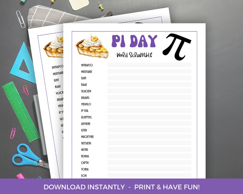 Pi Day Word Scramble, Printable Pi Day Word Scramble Activity, Pi Day ...