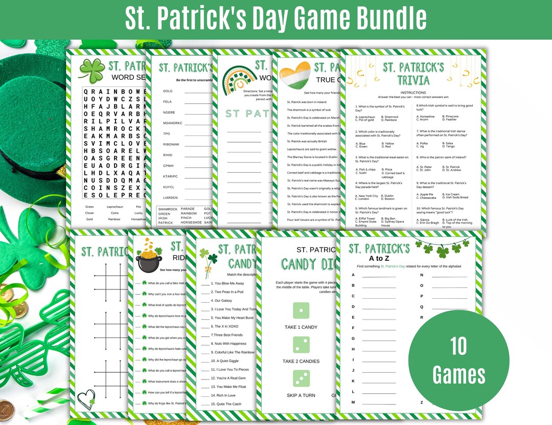 Printable St. Patrick's Day Game Bundle, St. Patrick's Games for Kids ...