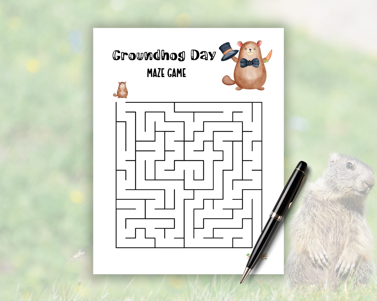 Groundhog Day Maze Game, Printable Groundhog Day Maze Party Game ...