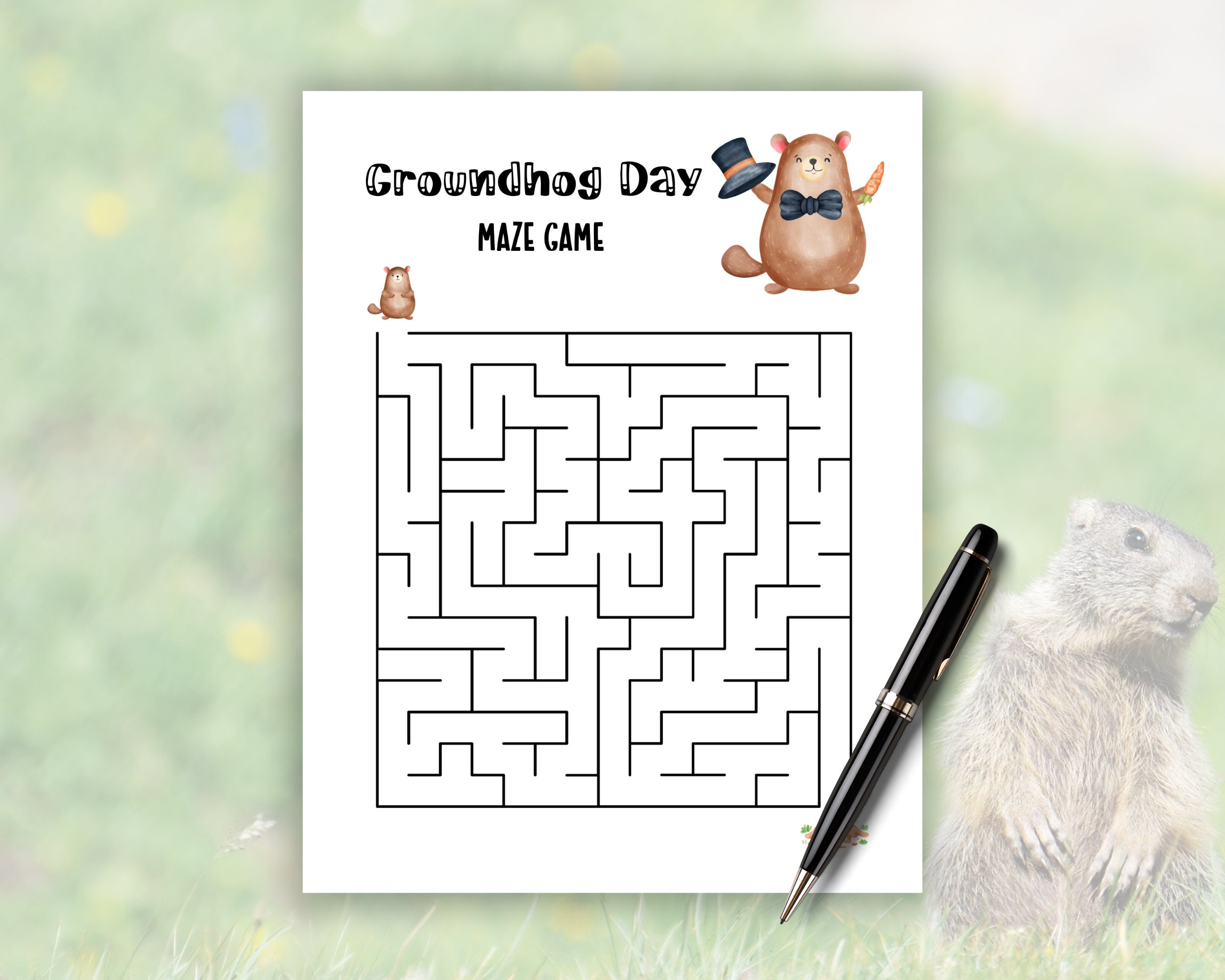 Groundhog Day Maze Game, Printable Groundhog Day Maze Party Game ...