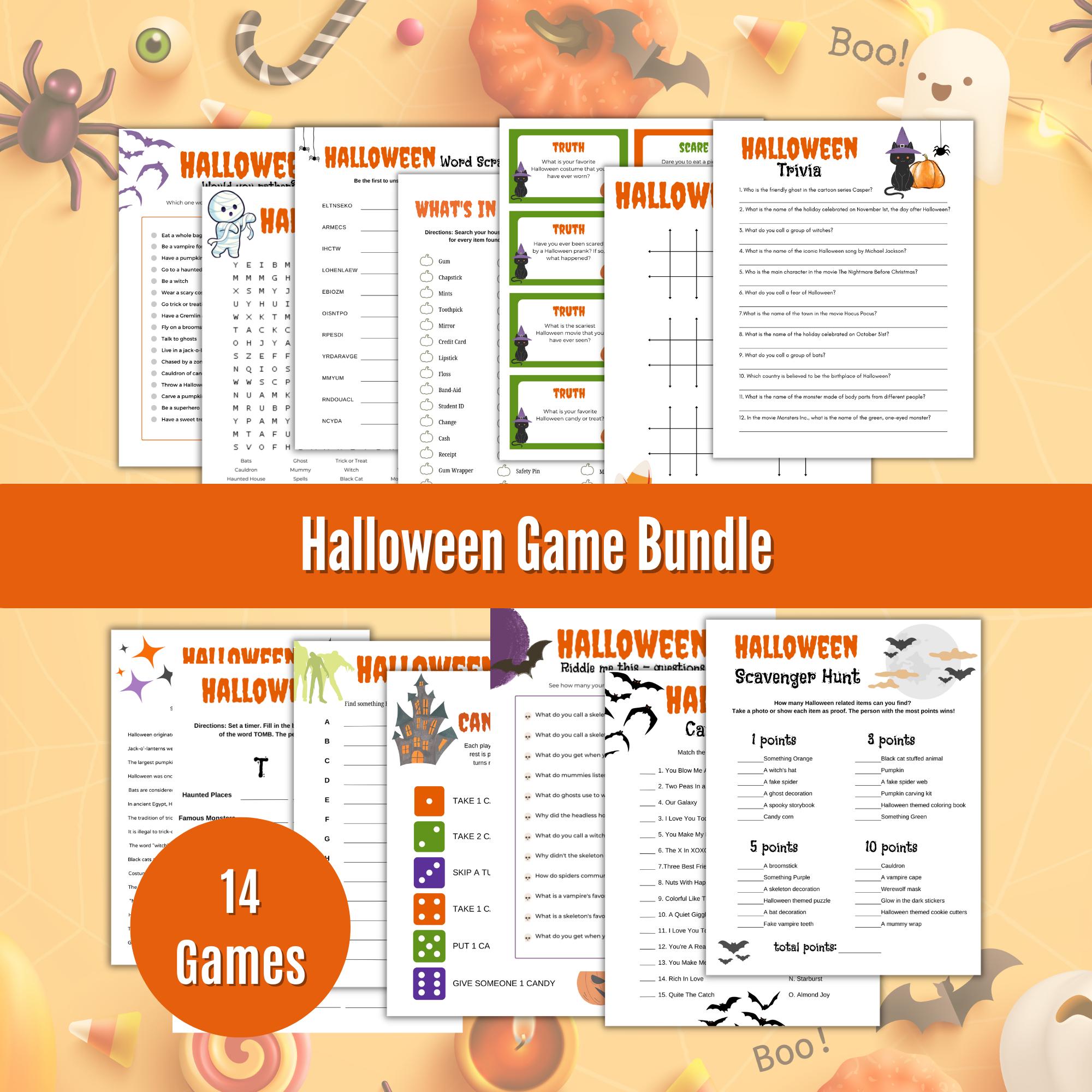 Halloween Game Bundle, Printable Halloween Games, Halloween Activities ...