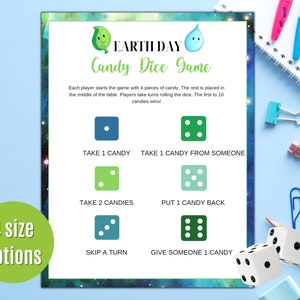 Earth Day Candy Dice Game, Printable Earth Day Candy Dice Game for Kids ...
